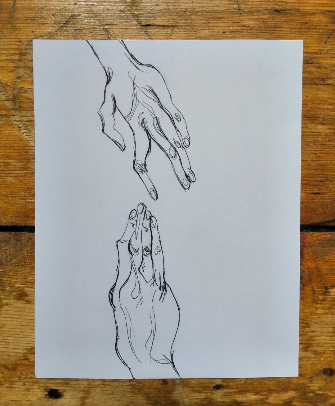 Expressive Pen Drawing of Two Hands, Small Original Stylised Drawing - Etsy