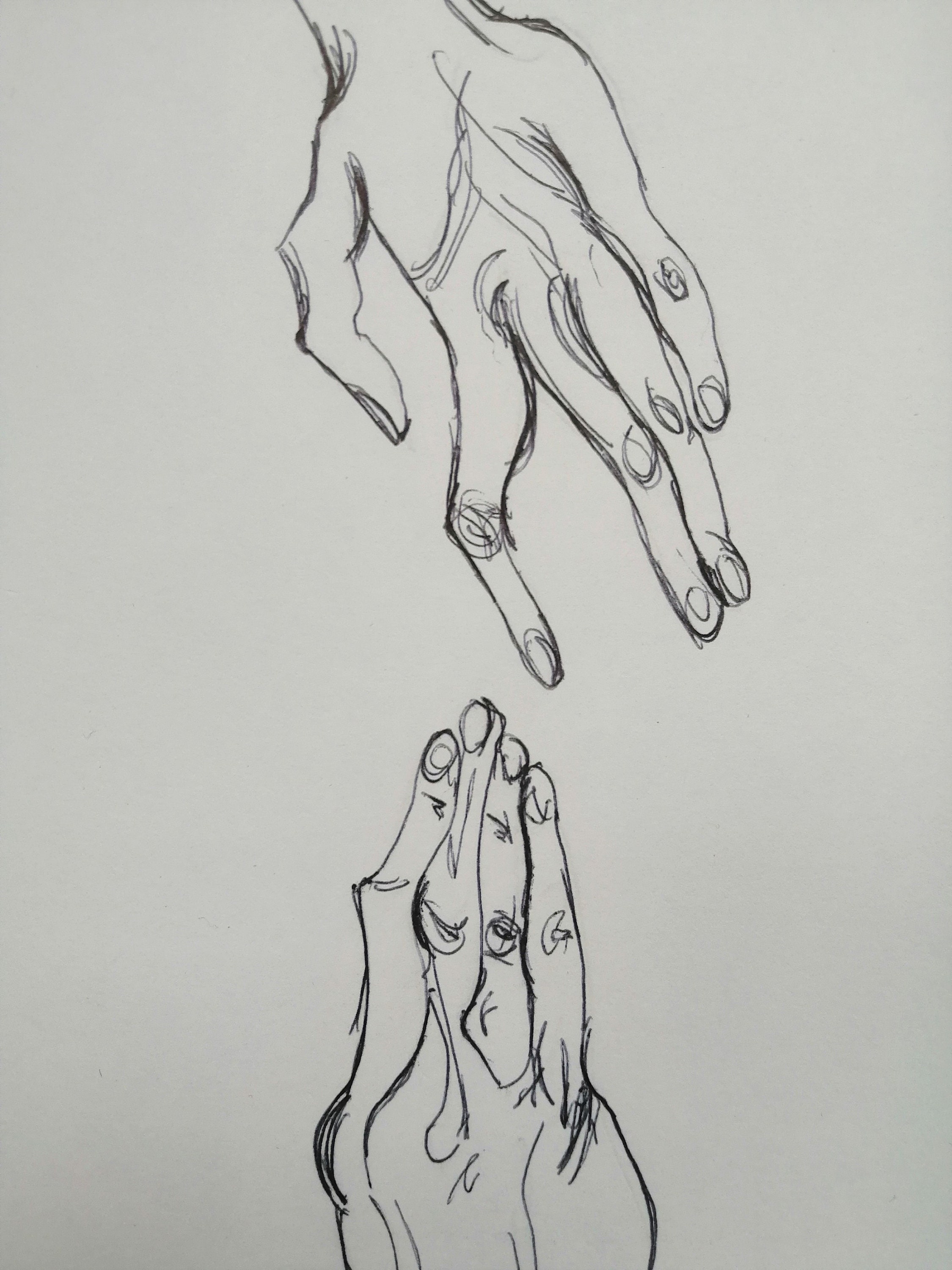 Expressive Pen Drawing of Two Hands Small Original Stylised - Etsy Polska