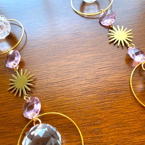 Pink Star Sun Catcher Hanging Gold Crystal Prism Pink Aura Rainbow Car ...