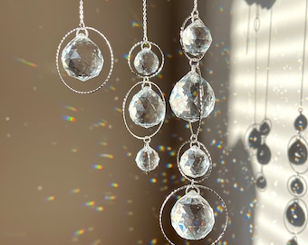Luxury Silver Sun Catcher | Hanging Crystal Prism | Sun Luxury Silver Sun Catcher | Hanging Crystal Prism | Sun
