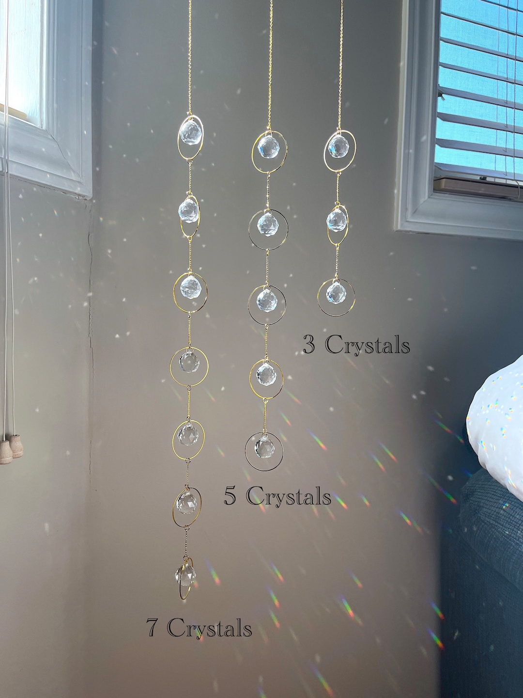 Extra Long Sun Catcher 20mm | Hanging Gold Crystal Prism | Sun Window ...