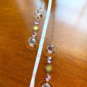 Pink Star Sun Catcher Hanging Gold Crystal Prism Pink Aura Rainbow Car ...