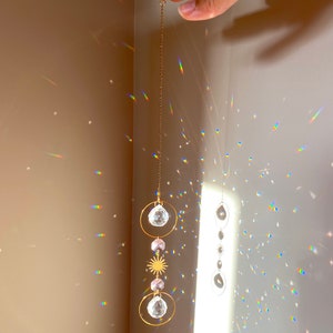 Pink Star Sun Catcher Hanging Gold Crystal Prism Pink Aura Rainbow Car ...