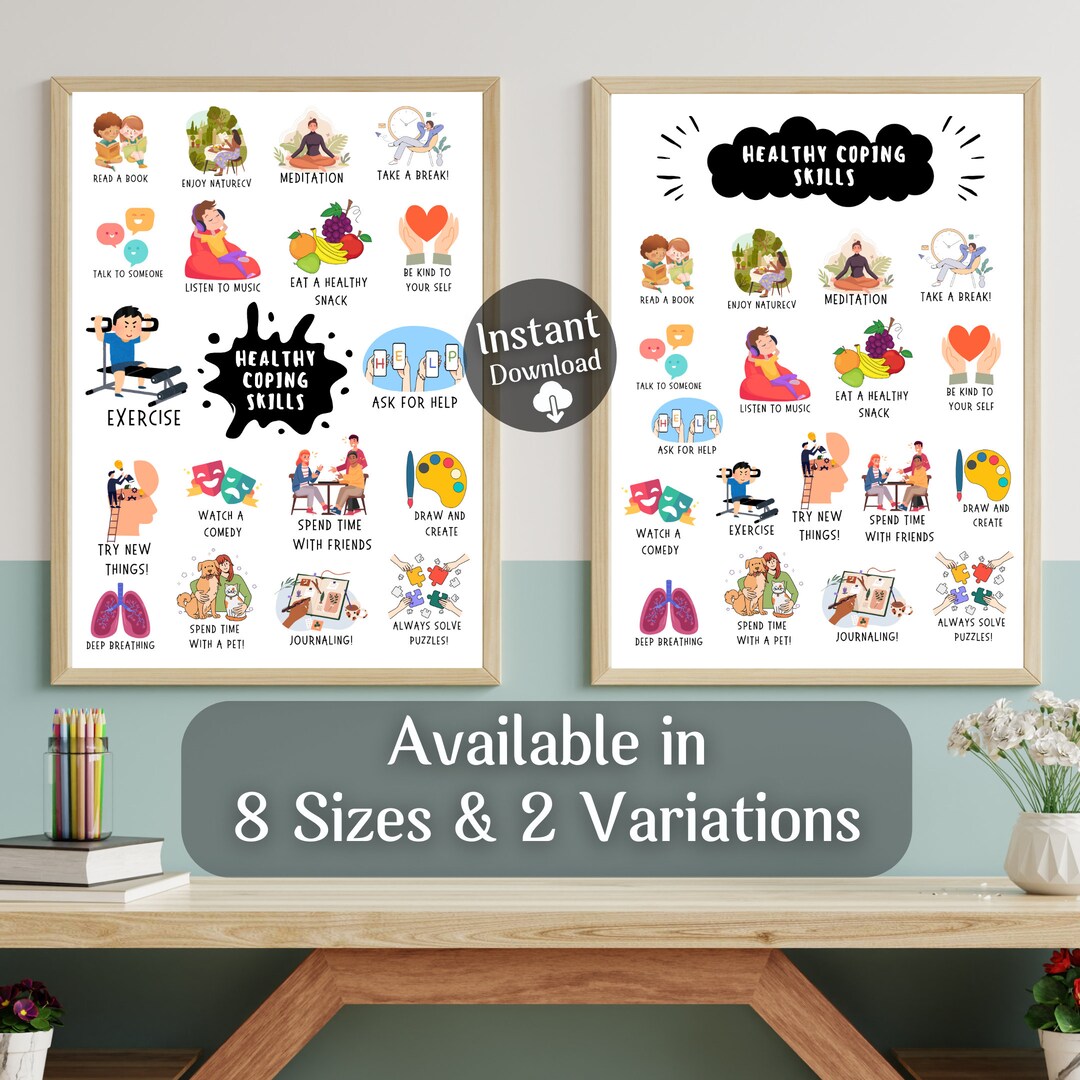 Coping Skills Poster Things to Remember Therapist Office Decor School ...