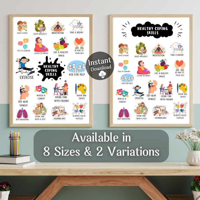 Coping Skills Poster Things to Remember Therapist Office Decor School ...