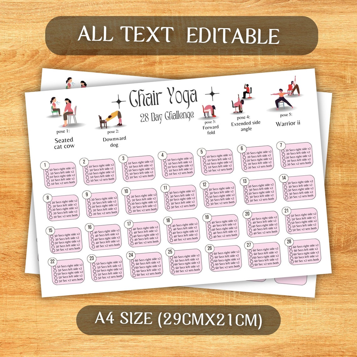 28 Day Chair Yoga Challenge Home Chair Workout Exercise Chair Yoga ...