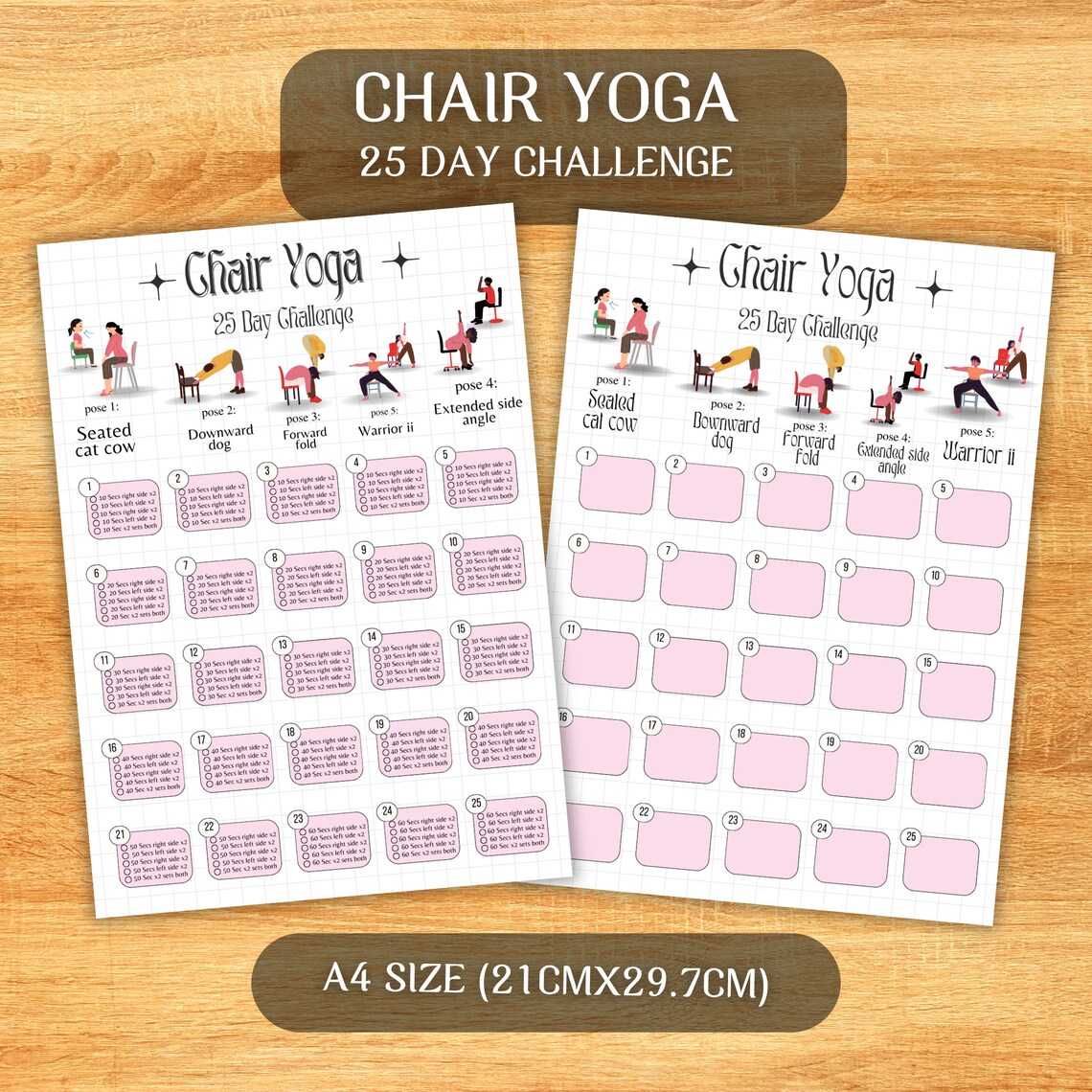 25 Day Chair Yoga Challenge Home Chair Exercise Chair Workout Guide ...