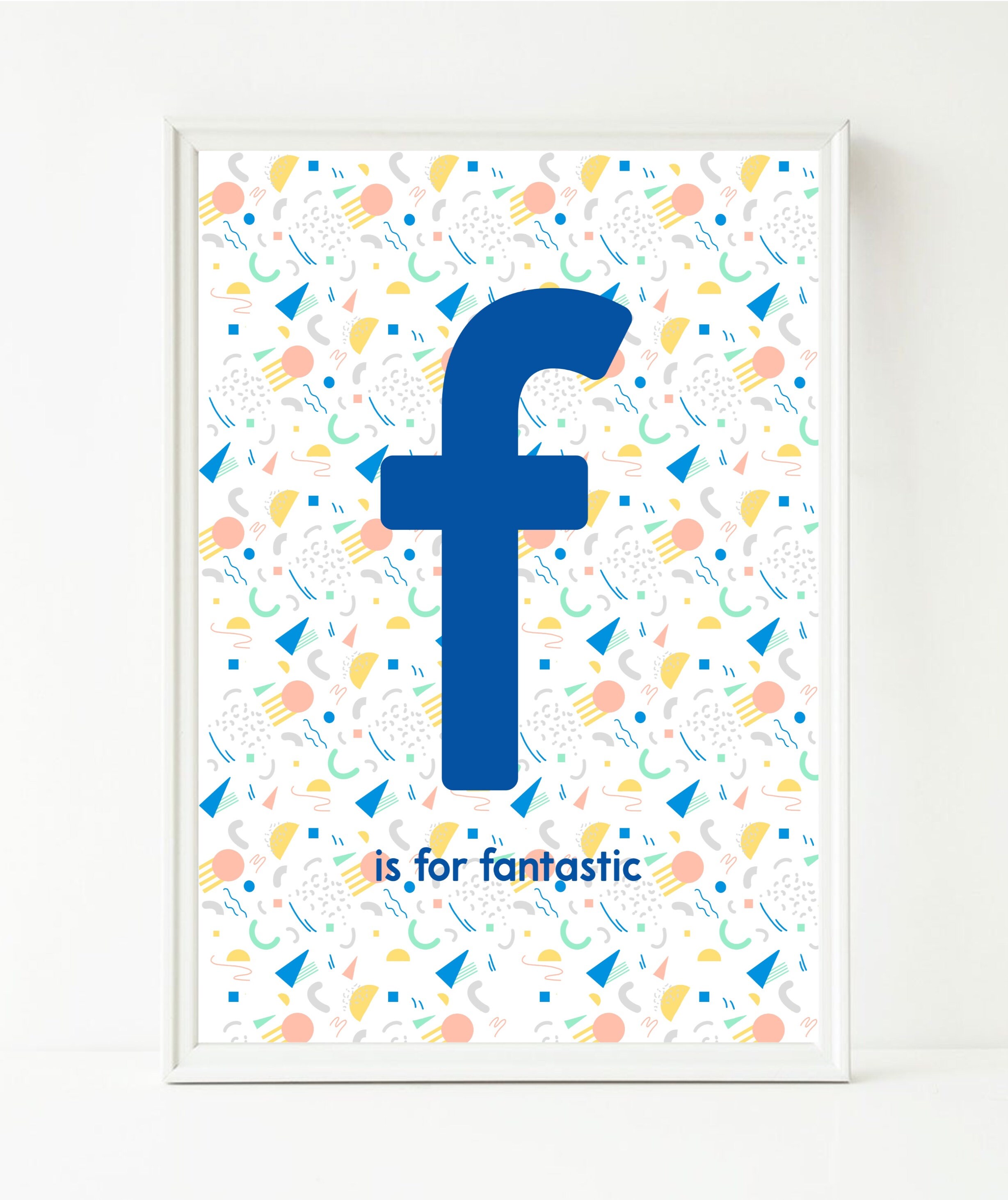 F is for Fantastic Print Letter Alphabet Blue Pattern | Etsy