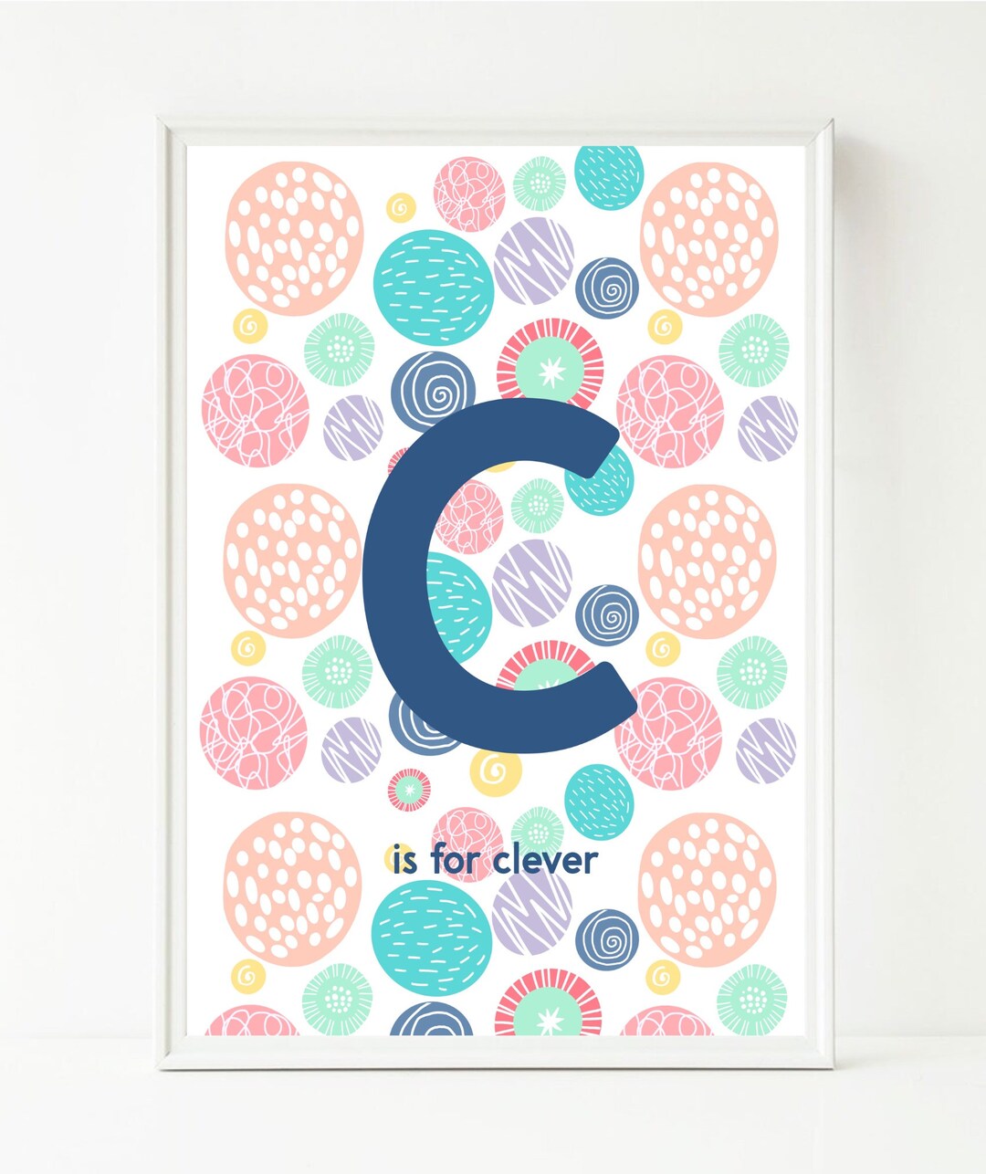 C is for Clever Print Colourful Alphabet Letter Illustration A4 Quote ...