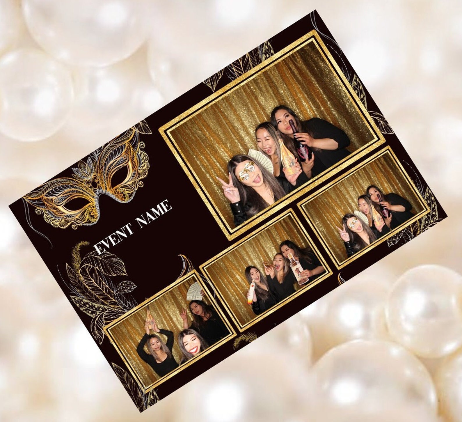 Black Masquerade Photo Booth Template - Etsy