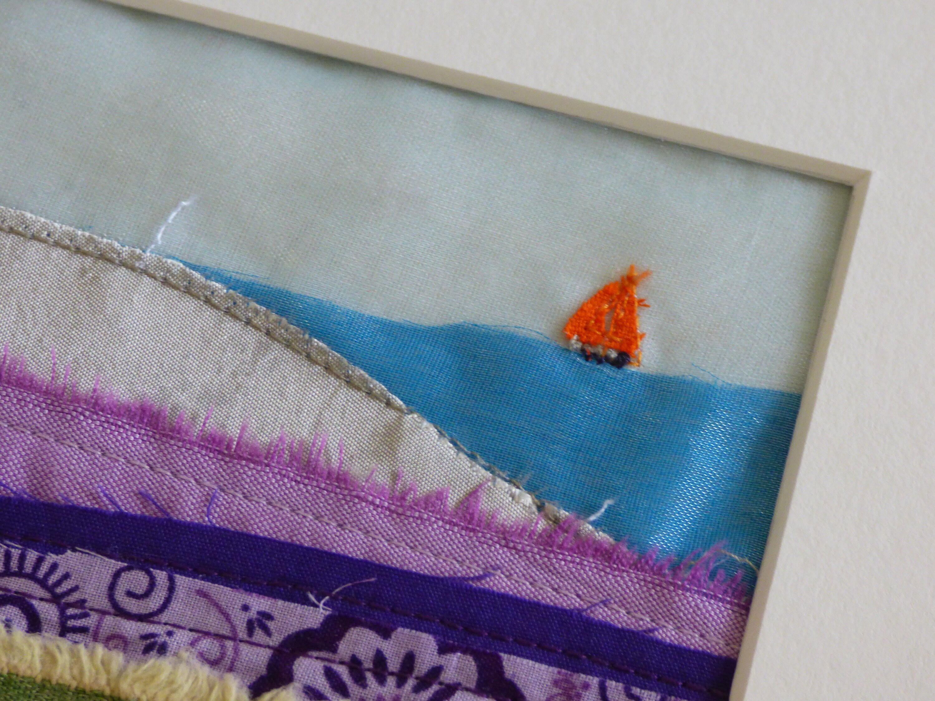 Original Textile Art Landscape Seaham Beach With Boat - Etsy