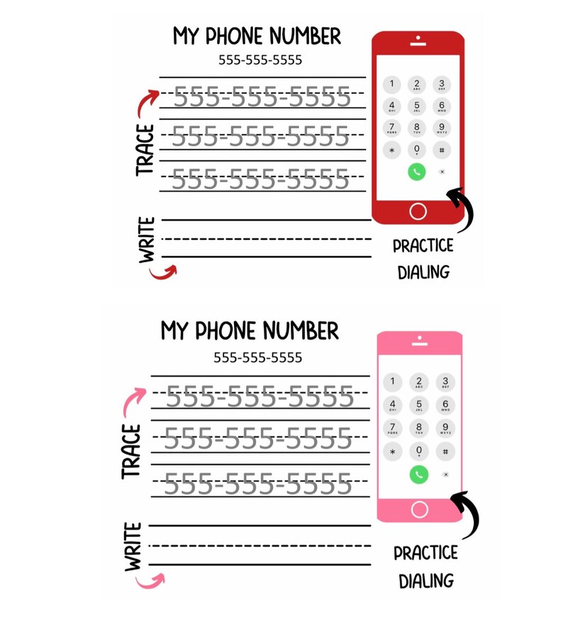 EDITABLE Preschool Learn/write Phone Number - Etsy