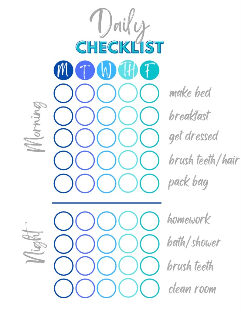 Printable Daily Routine Checklist for Kids - Etsy