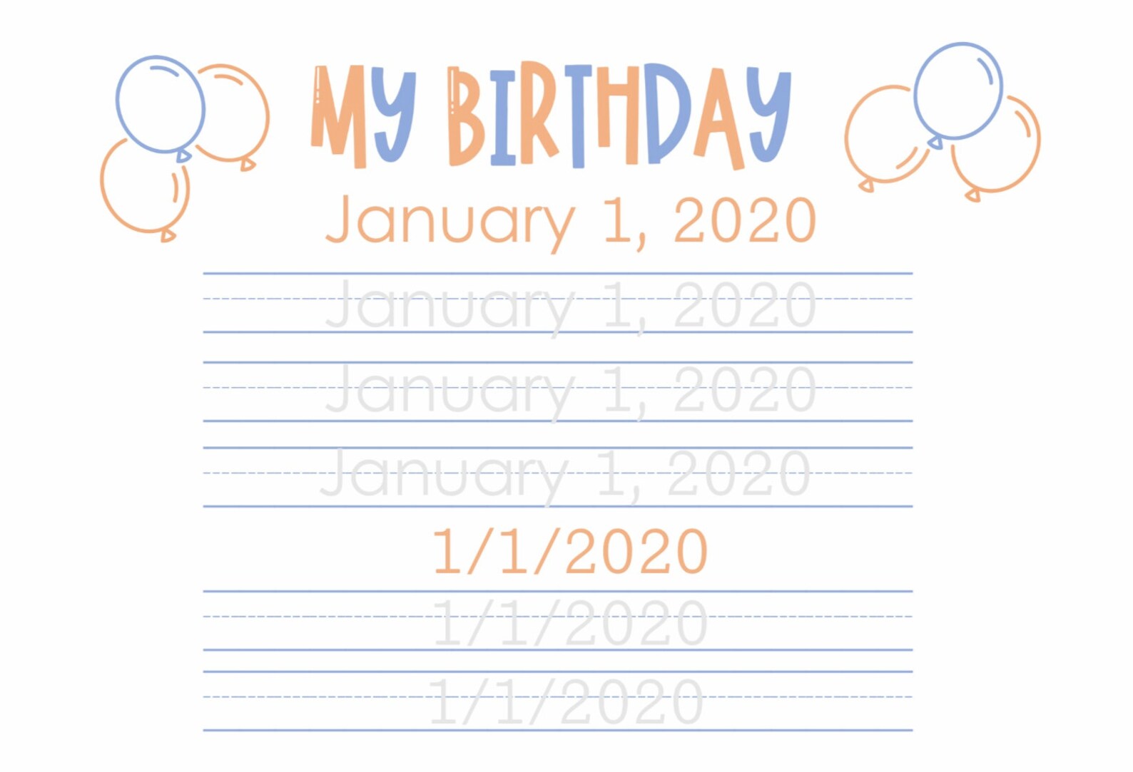 EDITABLE Preschool Learning/writing Birthday - Etsy