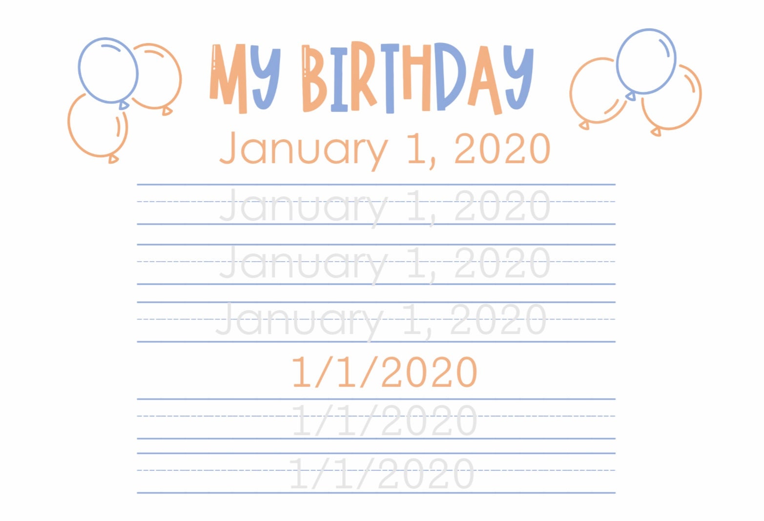 EDITABLE Preschool Learning/writing Birthday - Etsy