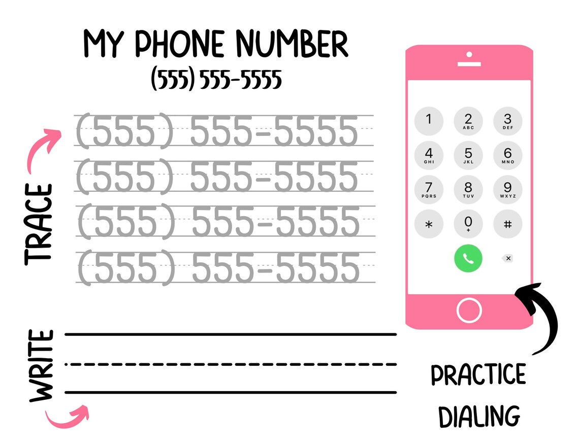 PRINTABLE Personalized Learning Phone Number Activity for - Etsy