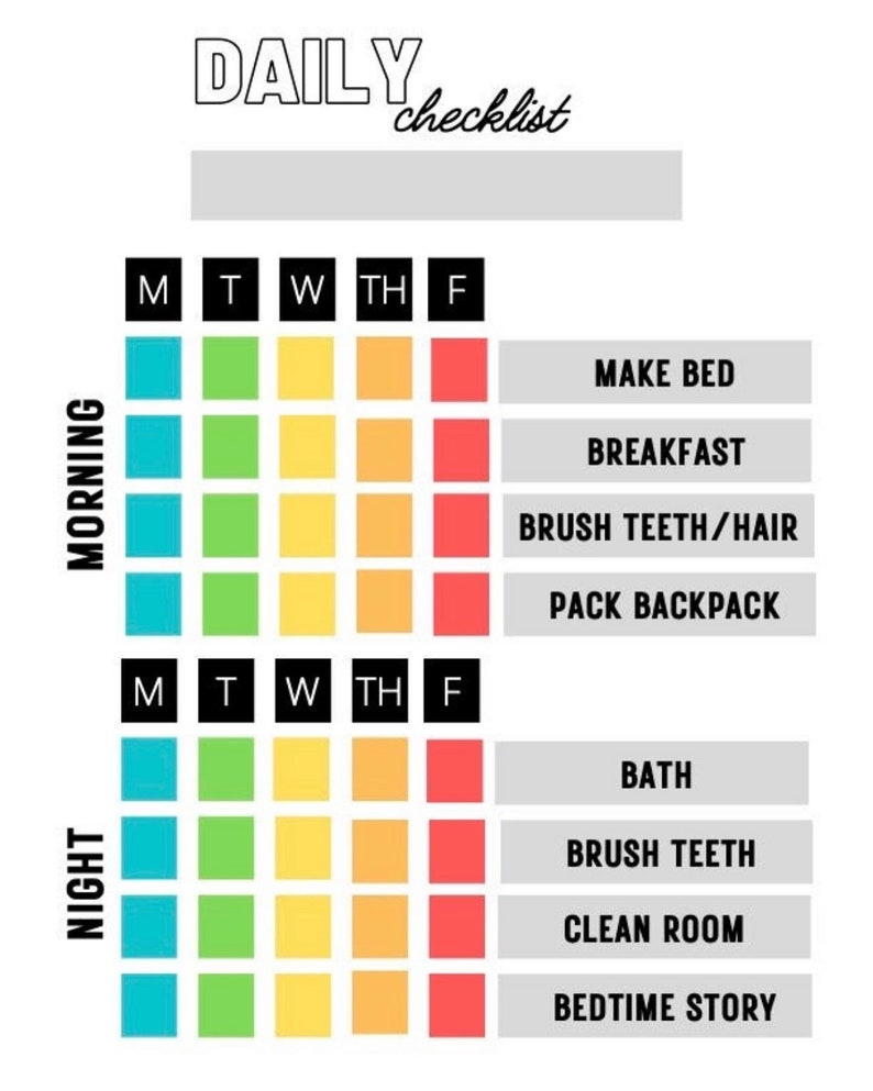 Printable Daily Routine Checklist for Kids - Etsy