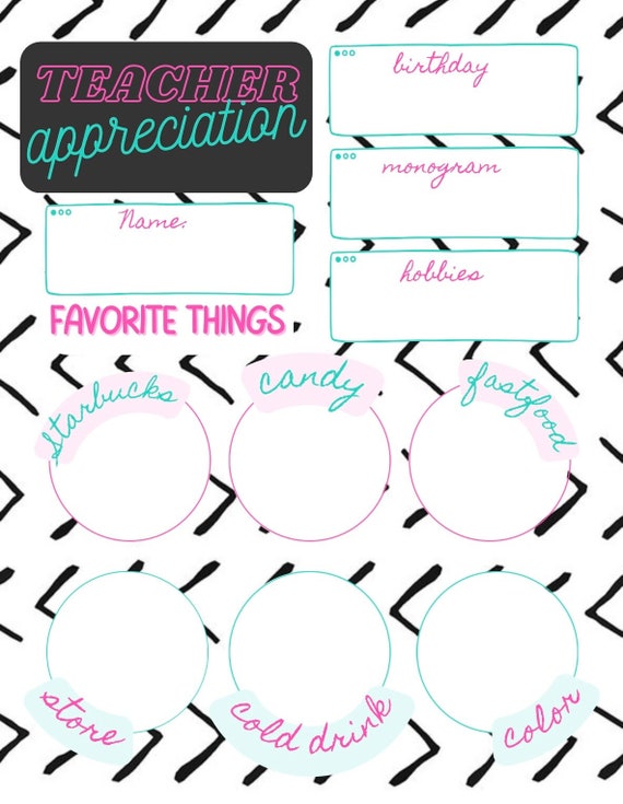 Teacher Appreciation Form - Etsy
