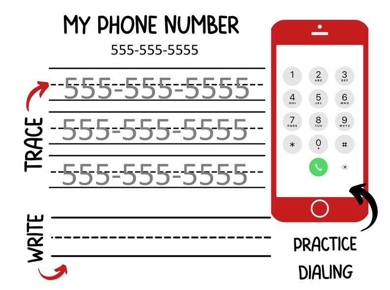 EDITABLE Preschool Learn/write Phone Number - Etsy