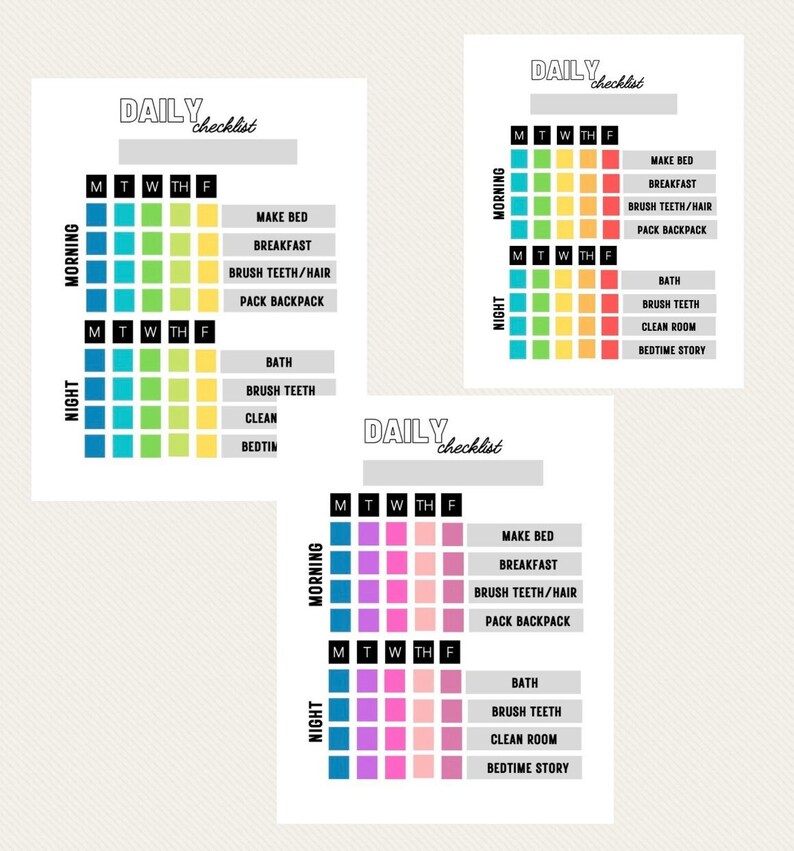 Printable Daily Routine Checklist for Kids - Etsy