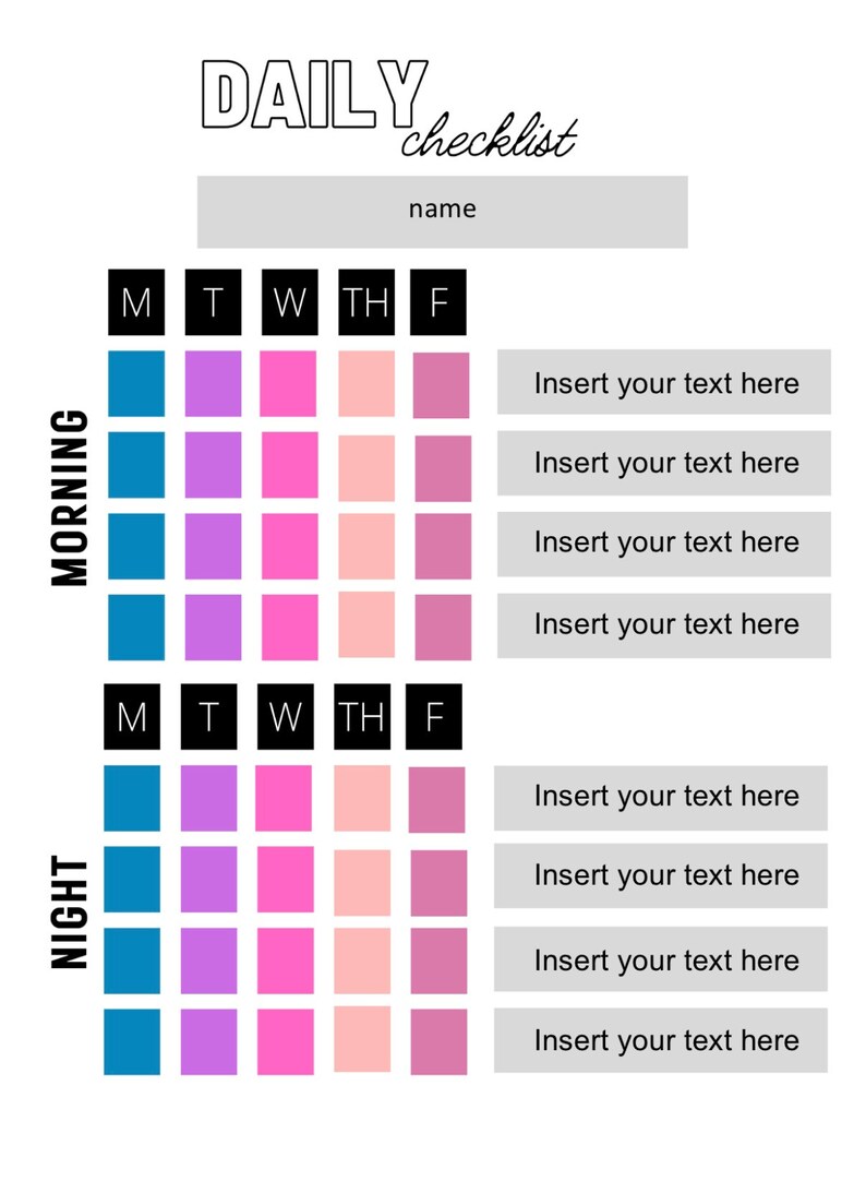EDITABLE DAILY CHECKLIST - Etsy
