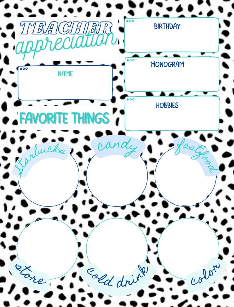 Teacher Appreciation Form - Etsy