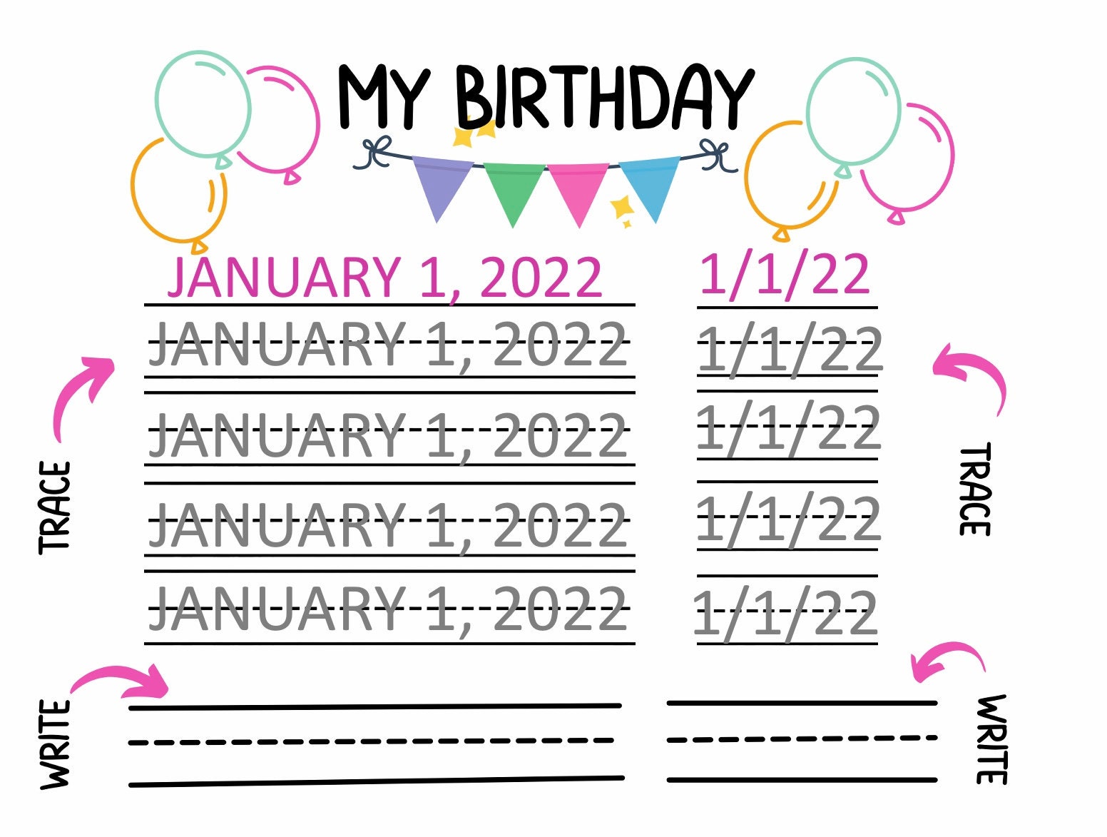 EDITABLE Preschool Learn/write Birthday Activity - Etsy
