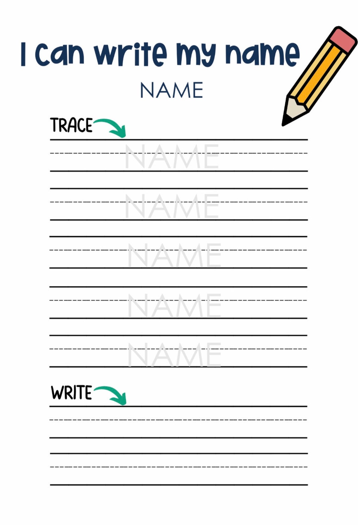 EDITABLE Preschool Learn to Write Name - Etsy
