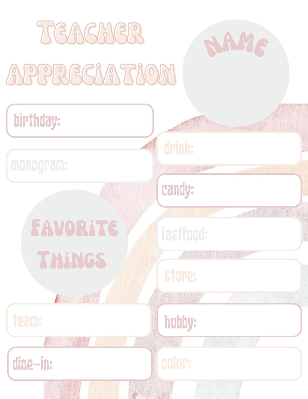 School Staff Appreciation Form - Etsy