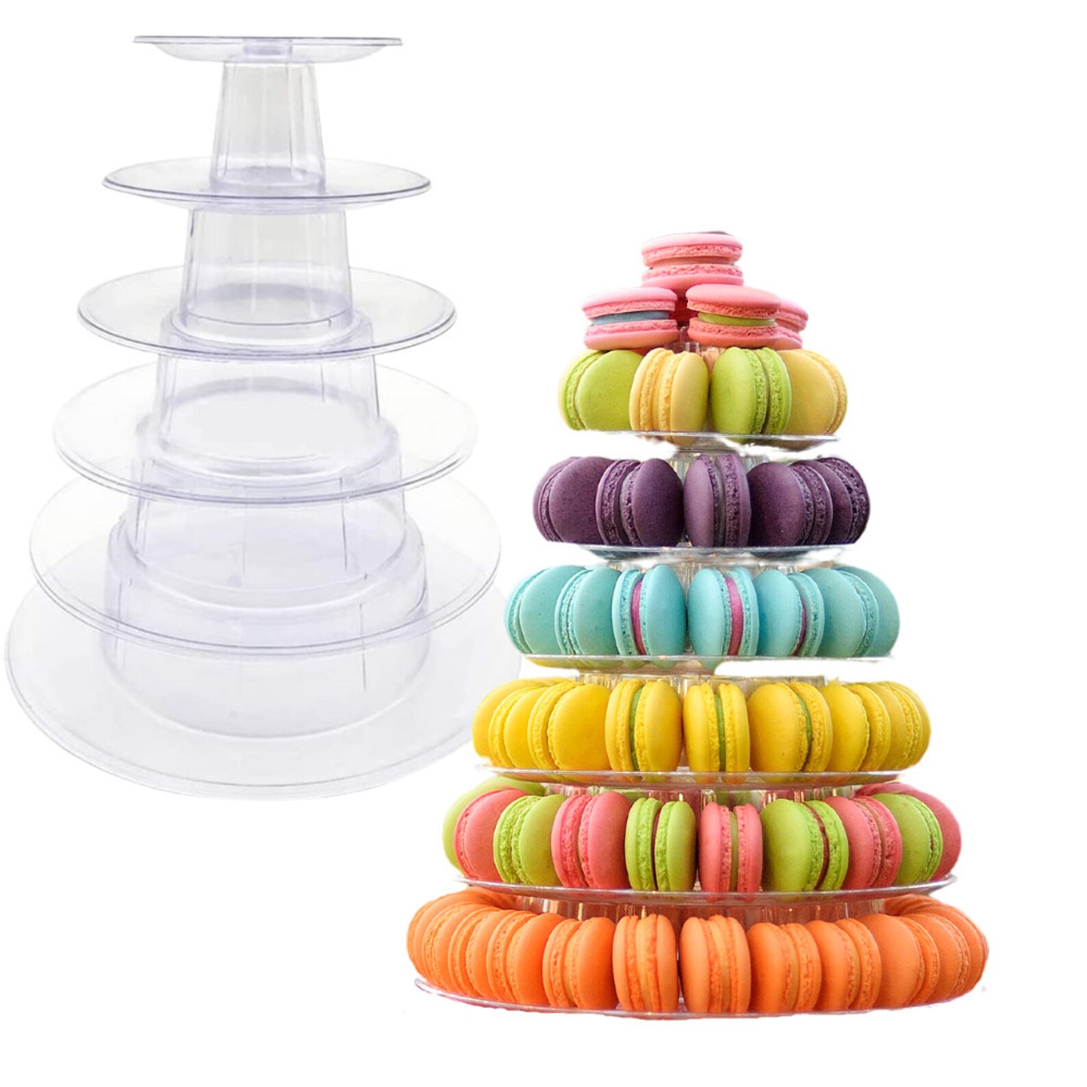 Macaron Tower Stand 6 Tiers Round Stand Cake Display Rack Cupcake Stand ...