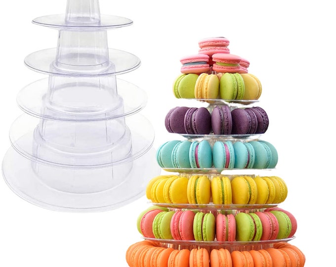 Macaron Tower Stand 6 Tiers Round Stand Cake Display Rack Cupcake Stand ...