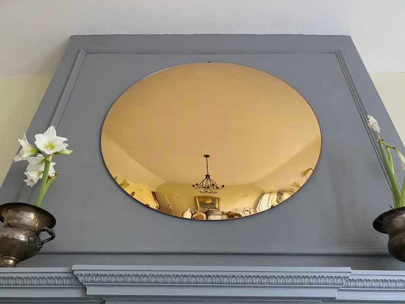 Gold Leaf Convex Wall Mirror 120cm – Verre Eglomise Glass - Etsy