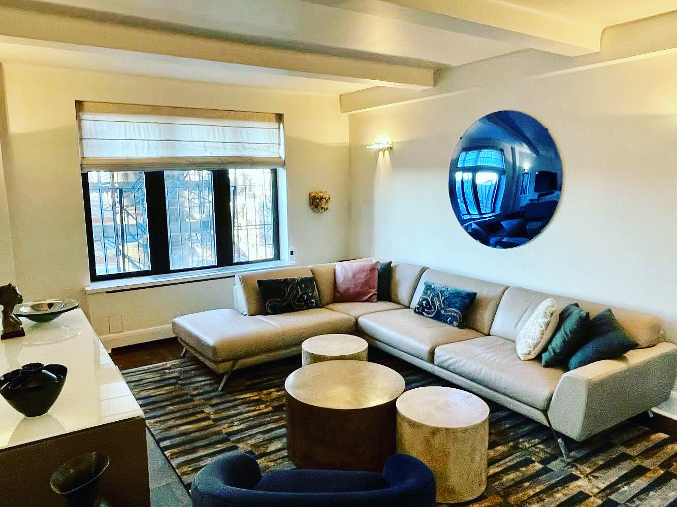 The Convex Mirror Company - Portofino Blue 47"/120 Cm Glass Convex Wall ...