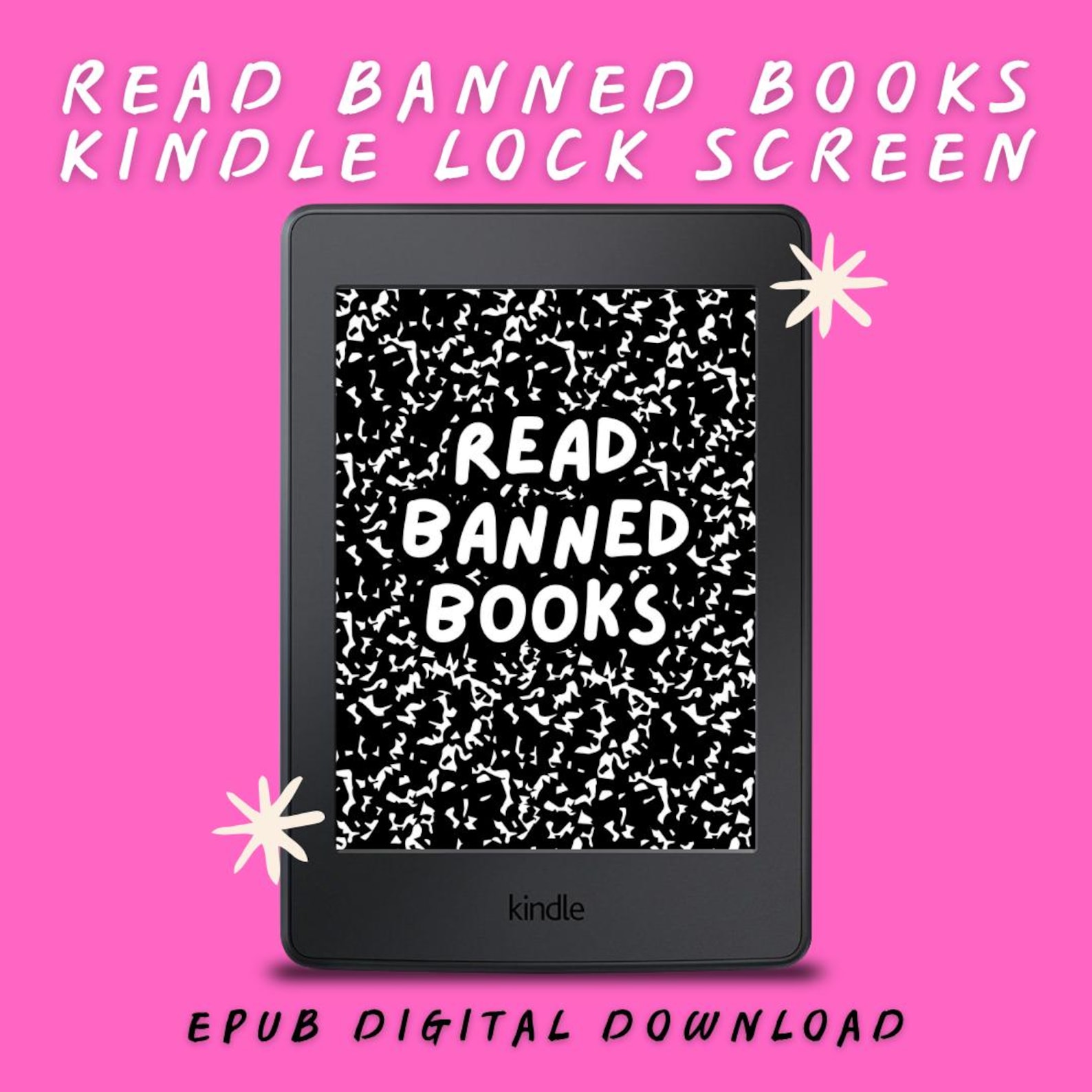Kindle Lock Screen - Read Banned Books, Wallpaper for Kindle, Digital ...
