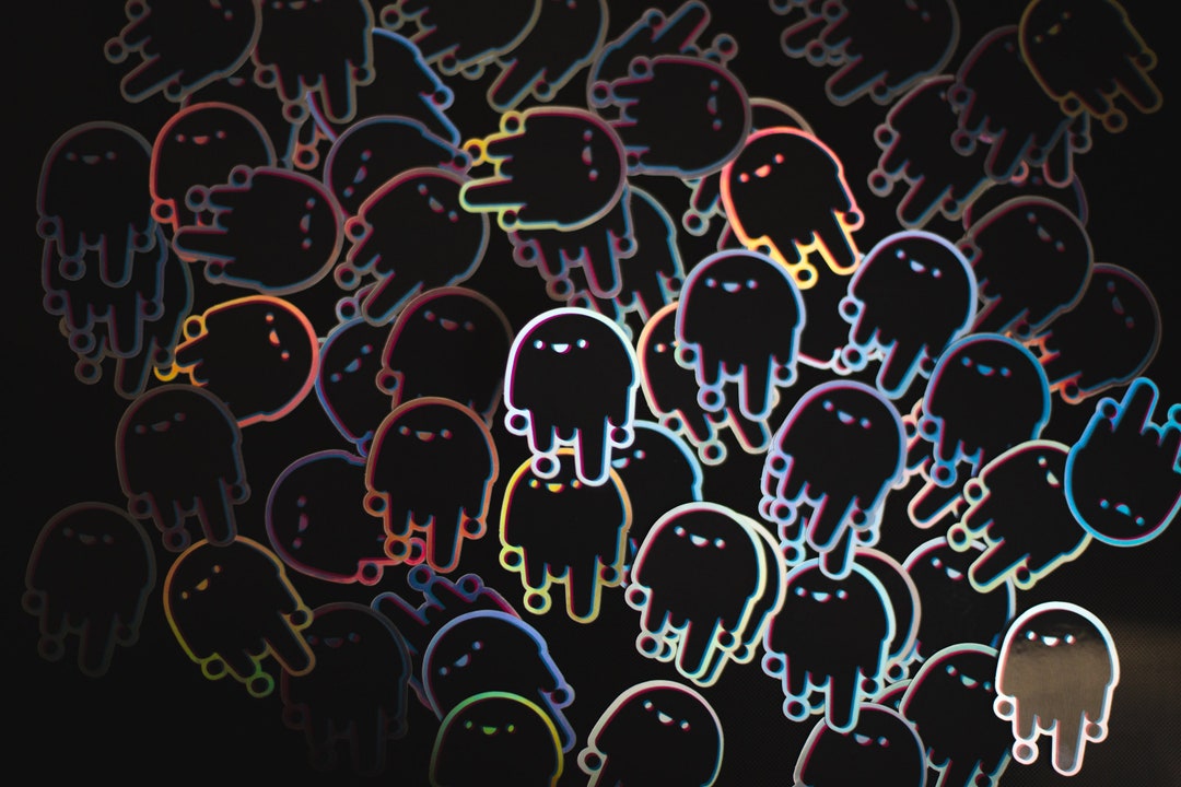 Little Melty Face | Trippy Melted Smile Emote Holographic Vinyl Sticker ...