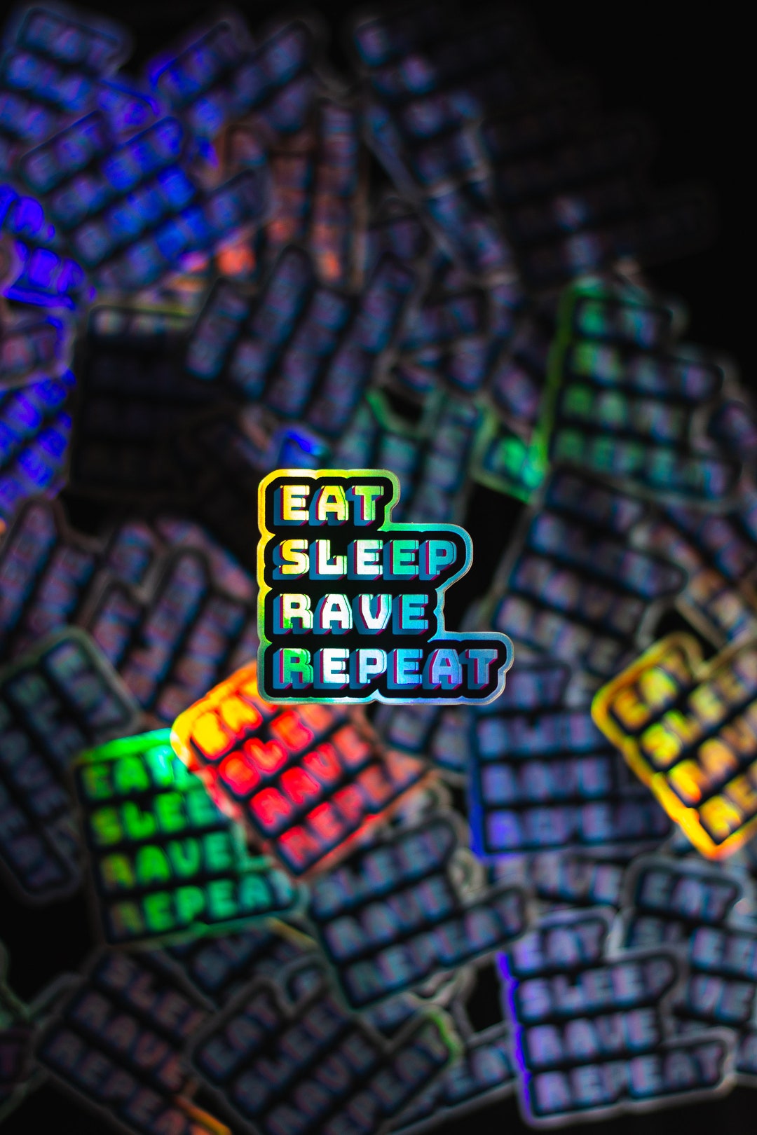 Eat Sleep Rave Repeat Holographic Vinyl Sticker EDM Rave Techno House ...