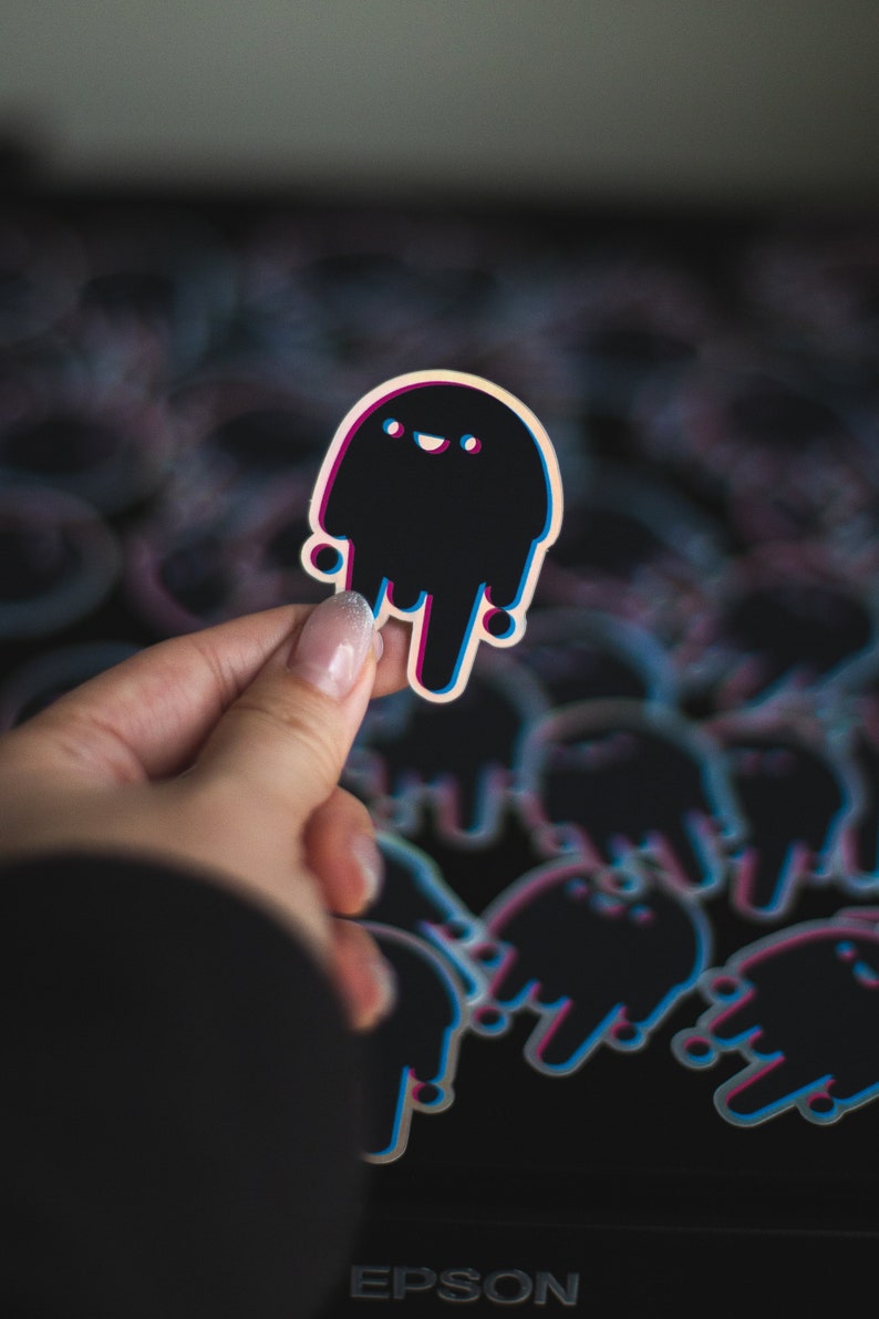 Little Melty Face | Trippy Melted Smile Emote Holographic Vinyl Sticker ...