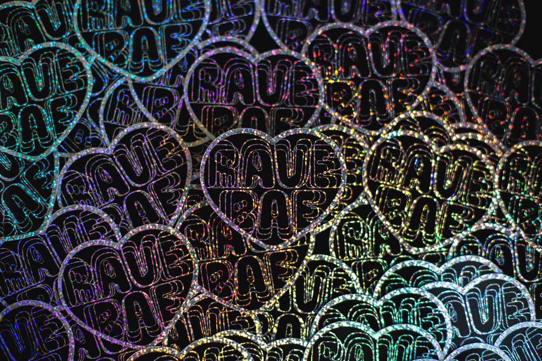 Rave Bae Holographic Glitter Sticker | Rave House Techno EDM Electronic ...