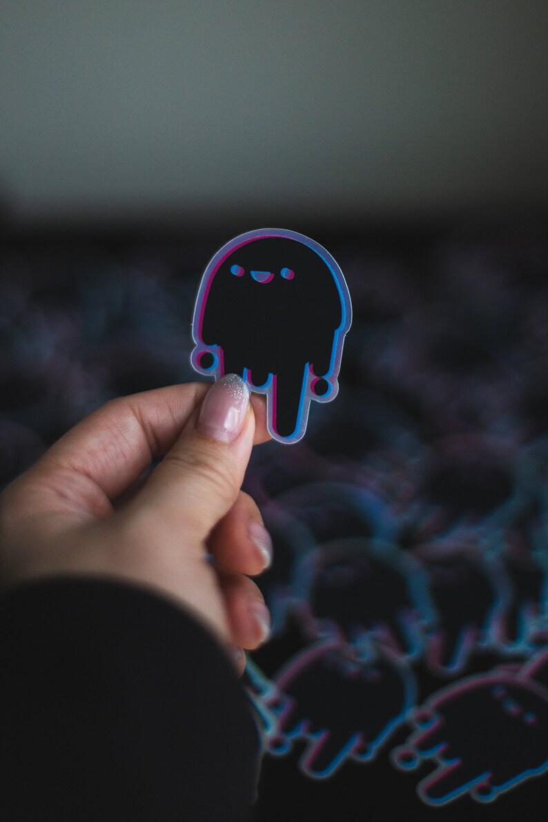 Little Melty Face | Trippy Melted Smile Emote Holographic Vinyl Sticker ...