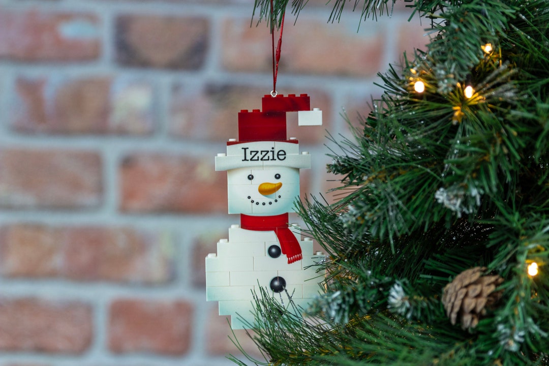 Snowman Xmas Bauble, Small Building Bricks, for Christmas Tree - Etsy
