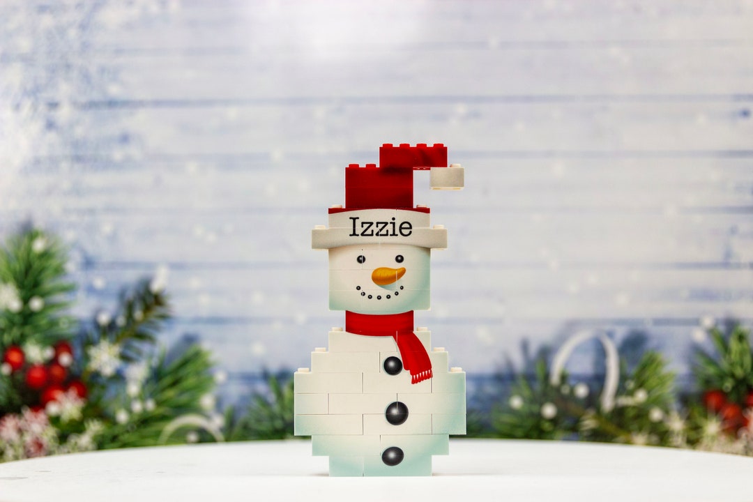 Personalised Snowman, Free Standing Ornament, Made From Building Bricks ...