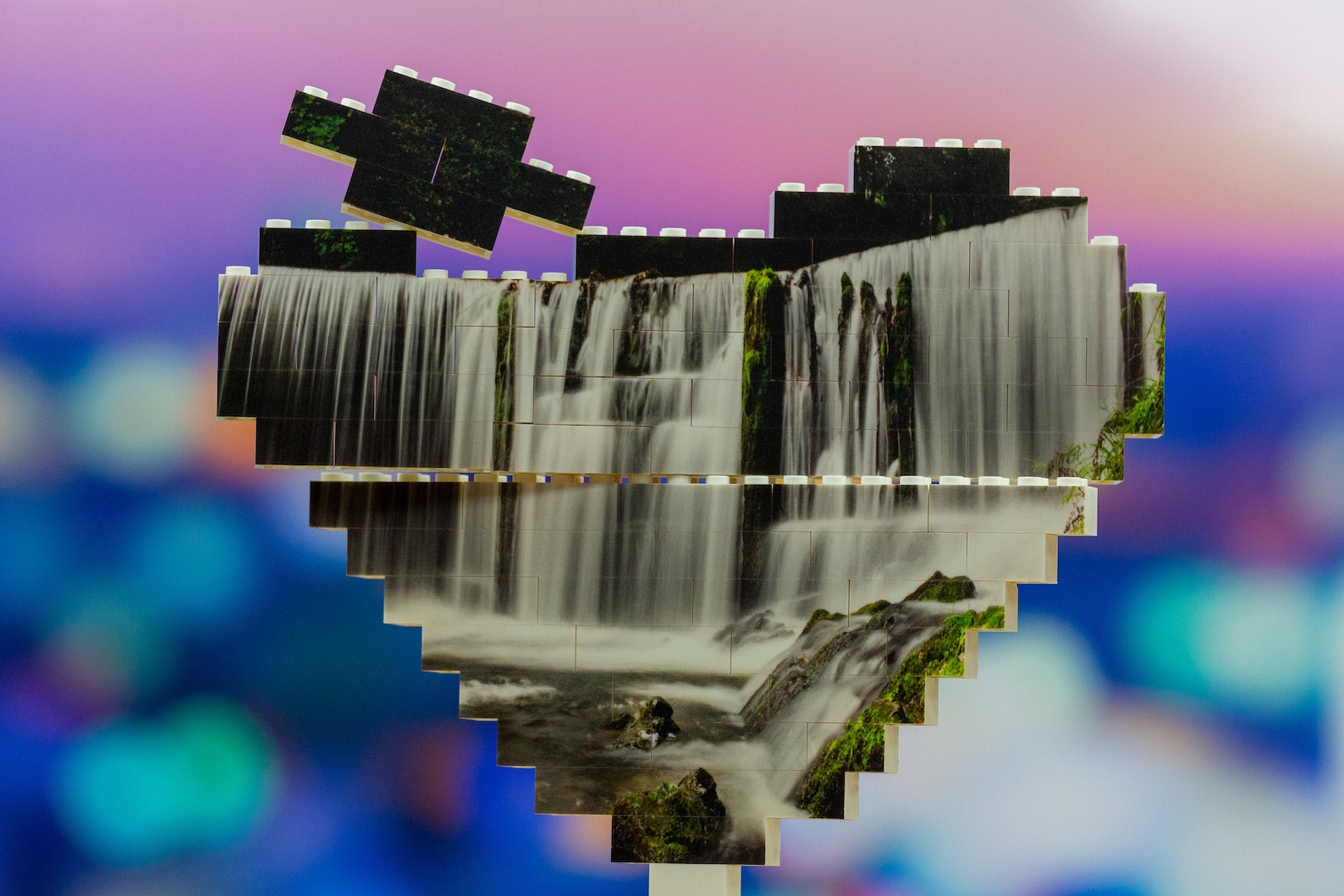 Personalised building brick heart photo block large | Etsy