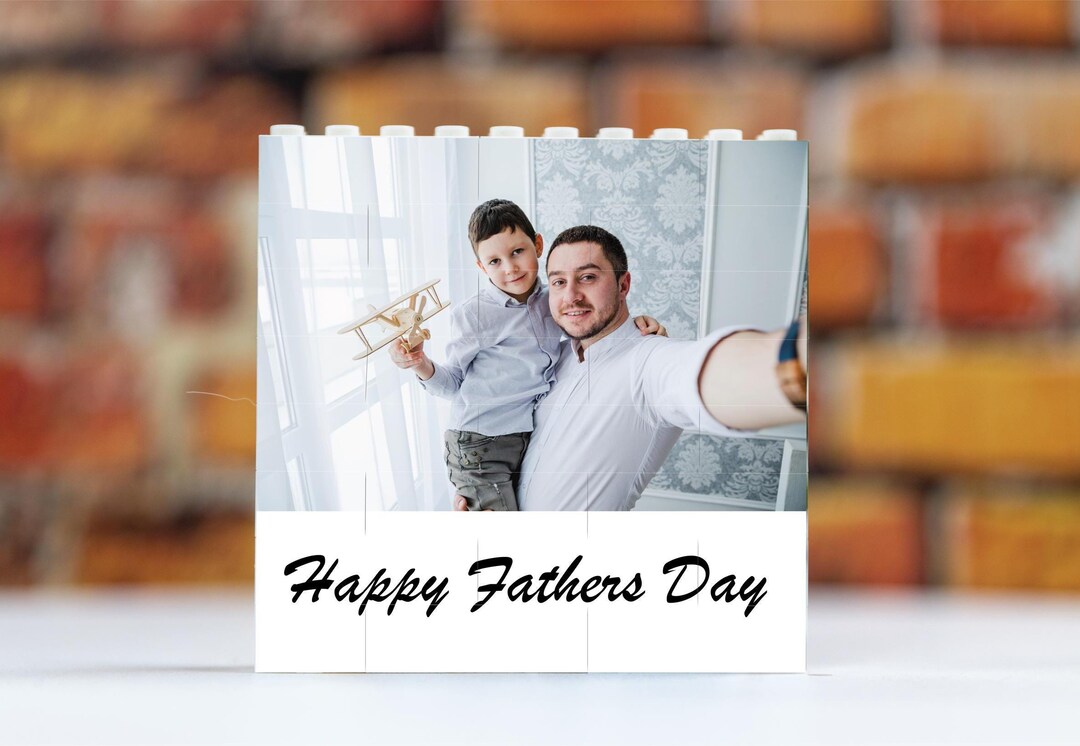 Personalised Fathers Day Gift - Building Bricks Photo Block - Square ...