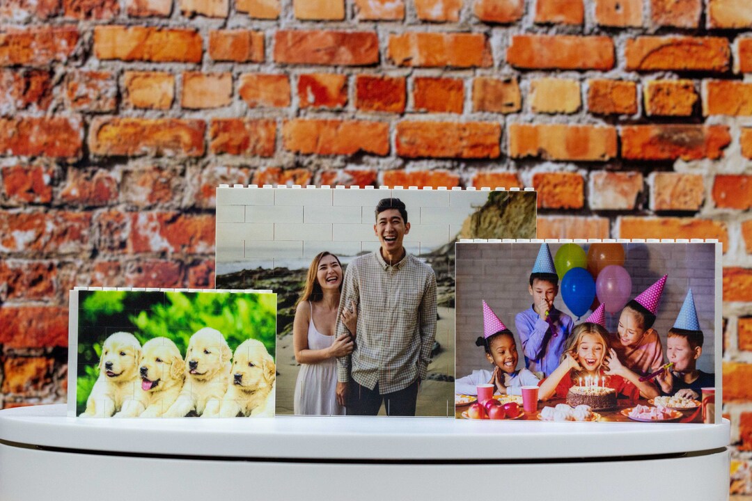 Personalised Building Brick Photo Block – Horizontal Trio - Etsy