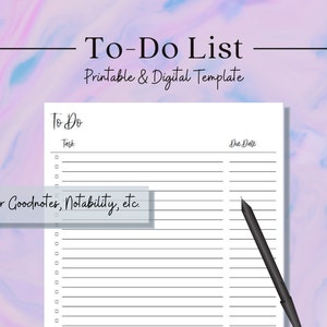 To-do List Template | PRINTABLE + DIGITAL | PDF Instant Download - Etsy