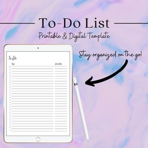 To-do List Template | PRINTABLE + DIGITAL | PDF Instant Download - Etsy