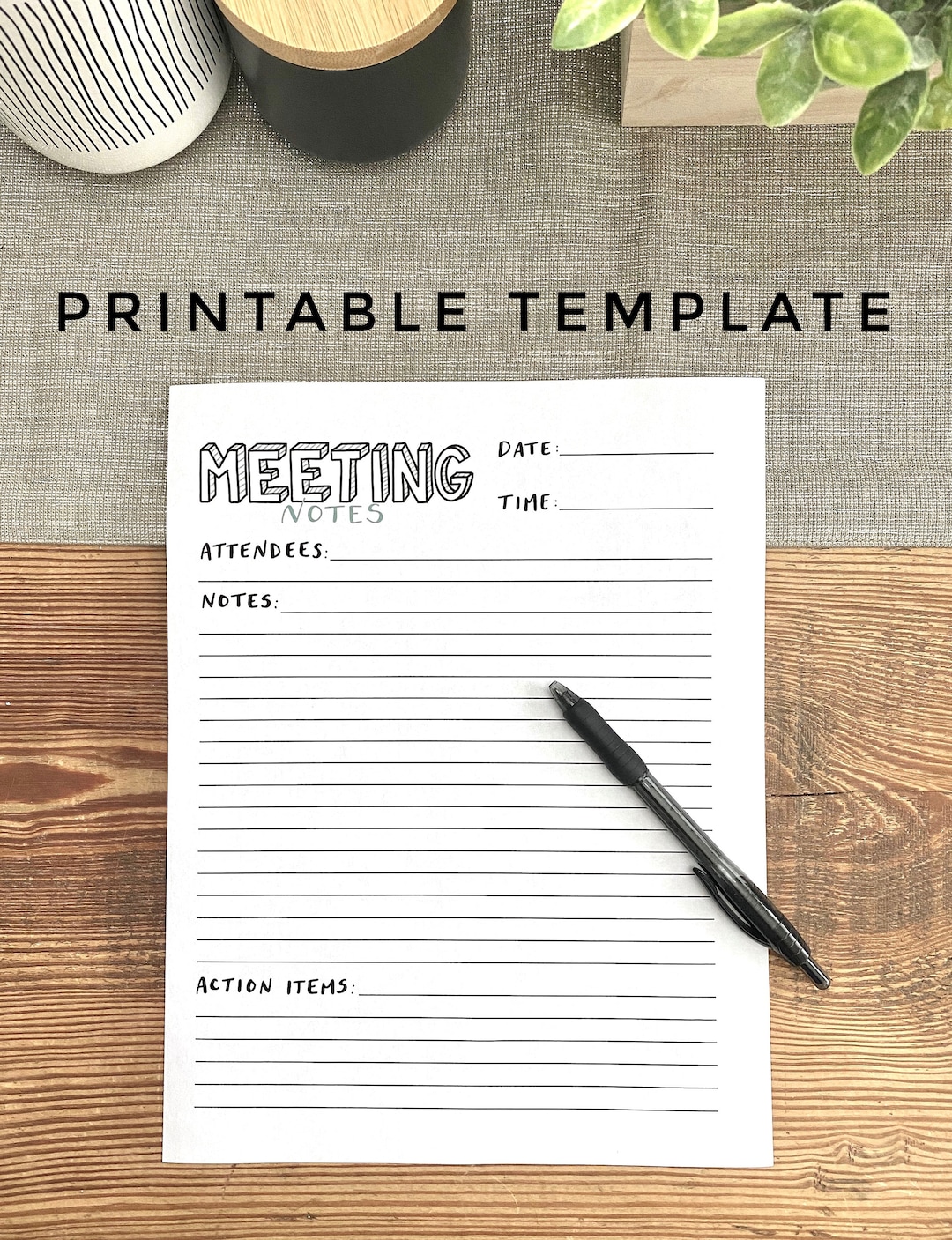 MEETING NOTES TEMPLATE | Printable & Goodnotes | Modern Block Letters ...