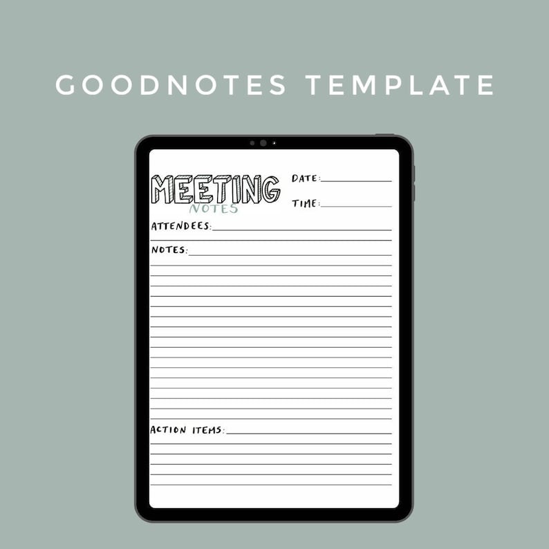 MEETING NOTES TEMPLATE | Printable & Goodnotes | Modern Block Letters ...