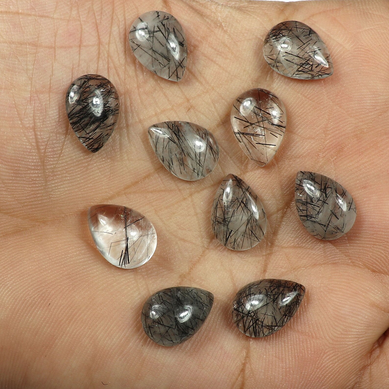 Cuarzo Rutilado Negro Natural Rutilado Negro Cabochón de | Etsy