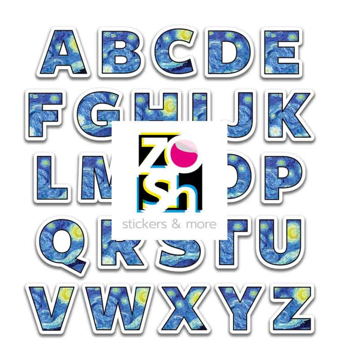 Letter Starry Night Van Gogh Stickers - Etsy